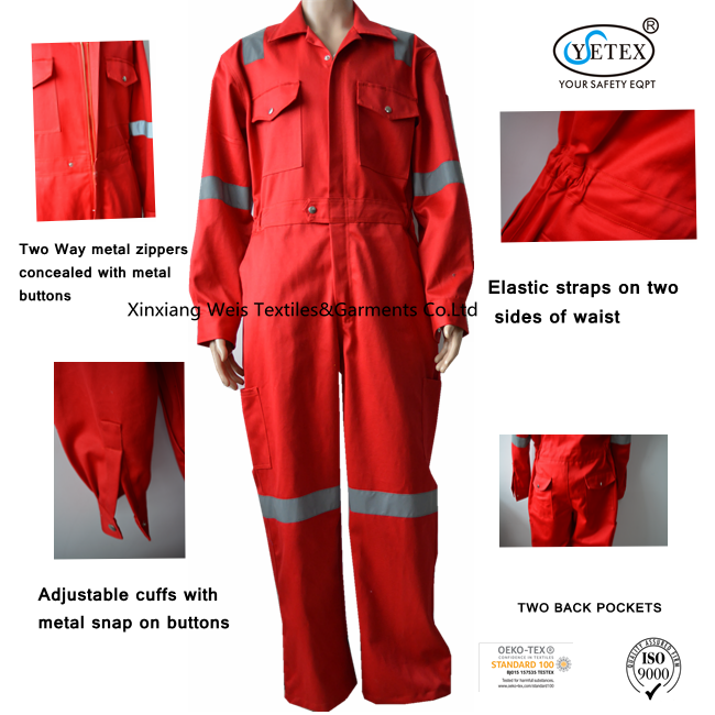 100 Cotton Fireproof Coveralls With Reflector Oil And Gas Field Support