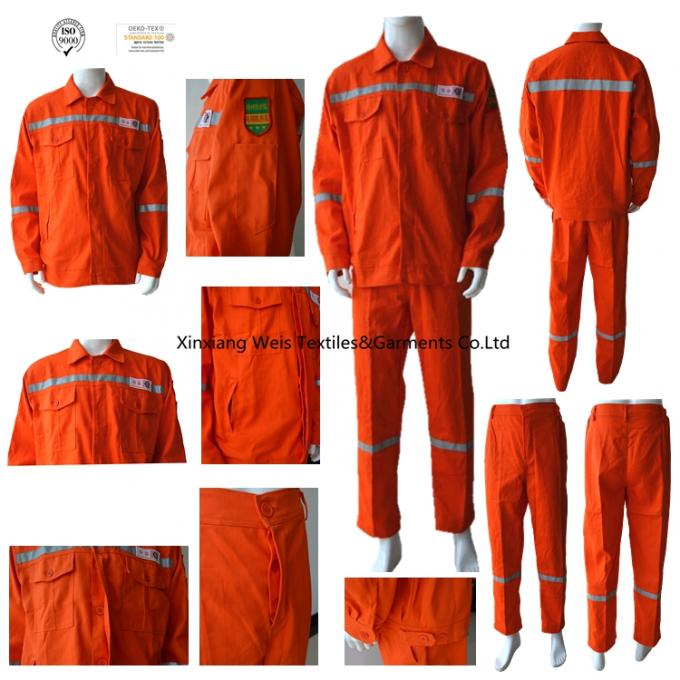 Orange 100 Cotton EN14116 EN11612 Fire Retardant Suit